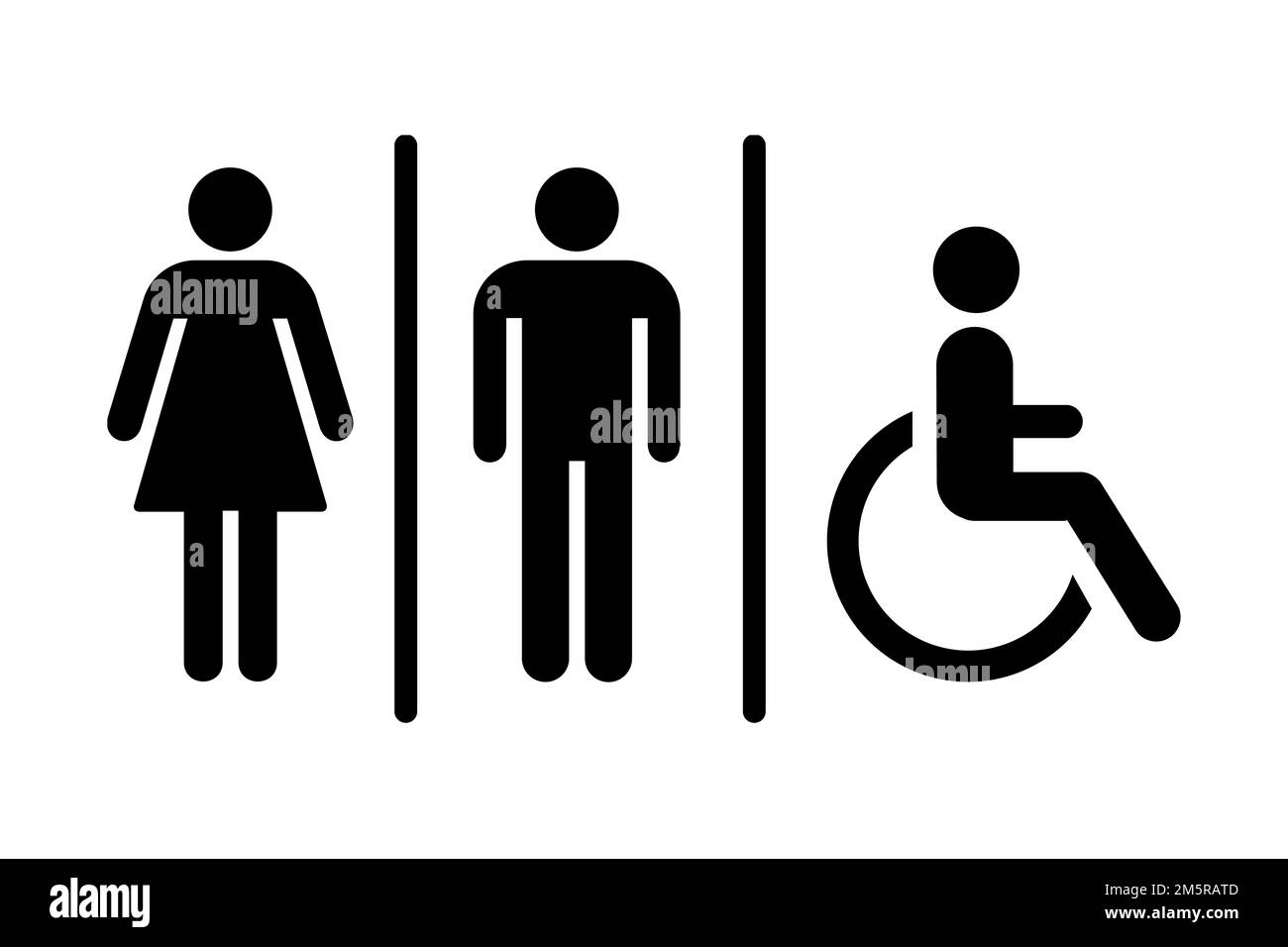 Toilet sign male female and disabled toilets Banque d'images noir et ...