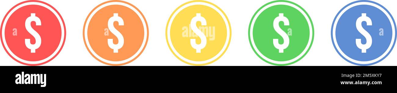 Ensemble d'icônes du symbole dollar. Symbole dollar de différentes ...