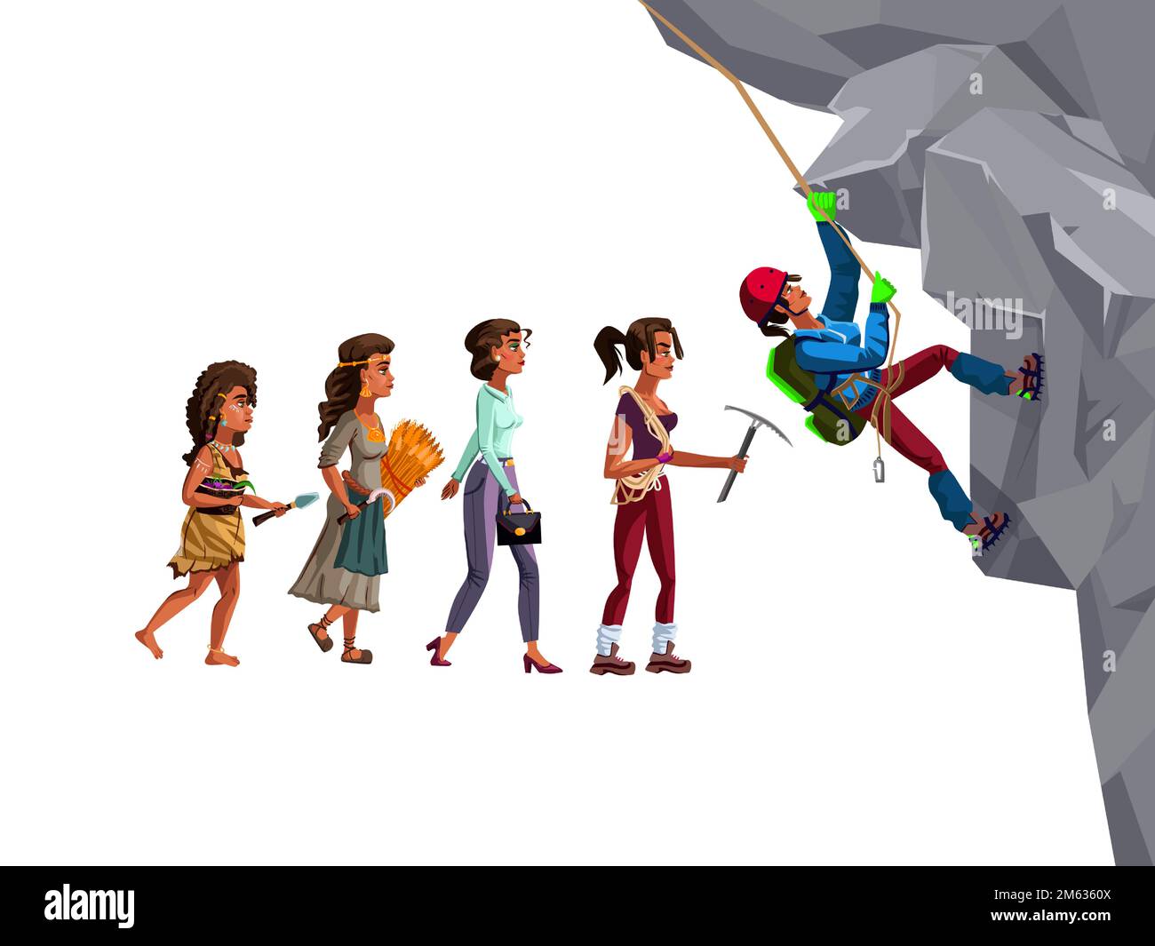 Femme grimpeur évolution Time line vecteur illustration concept de ...