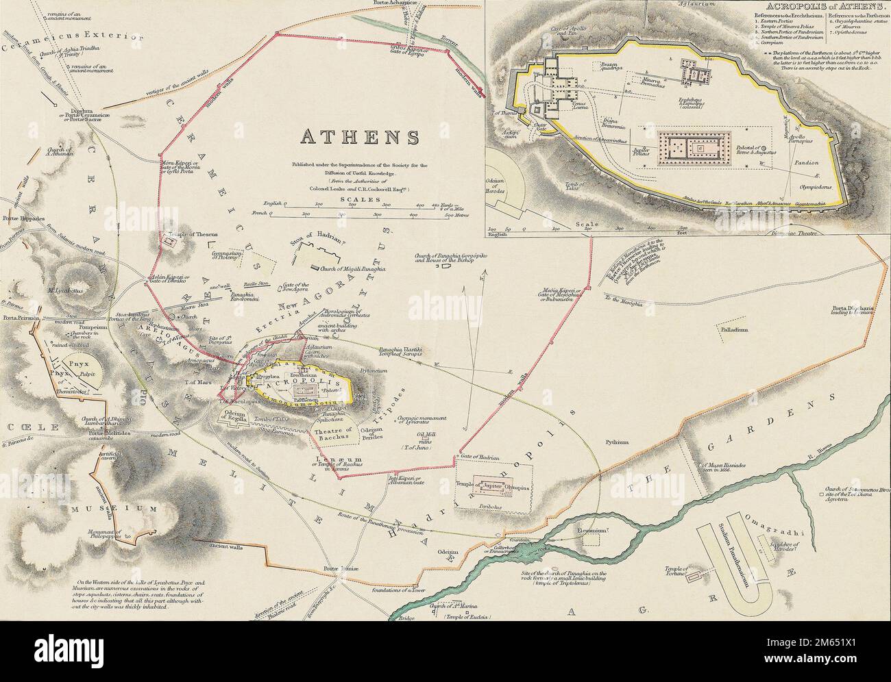 Une carte de l'Athènes antique, Grèce, montrant l'emplacement des ...