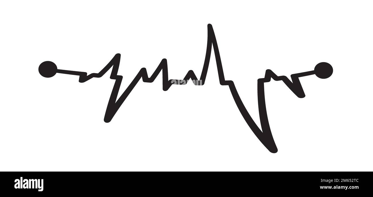 Impulsion de ligne de battement de coeur de dessin animé, onde ...