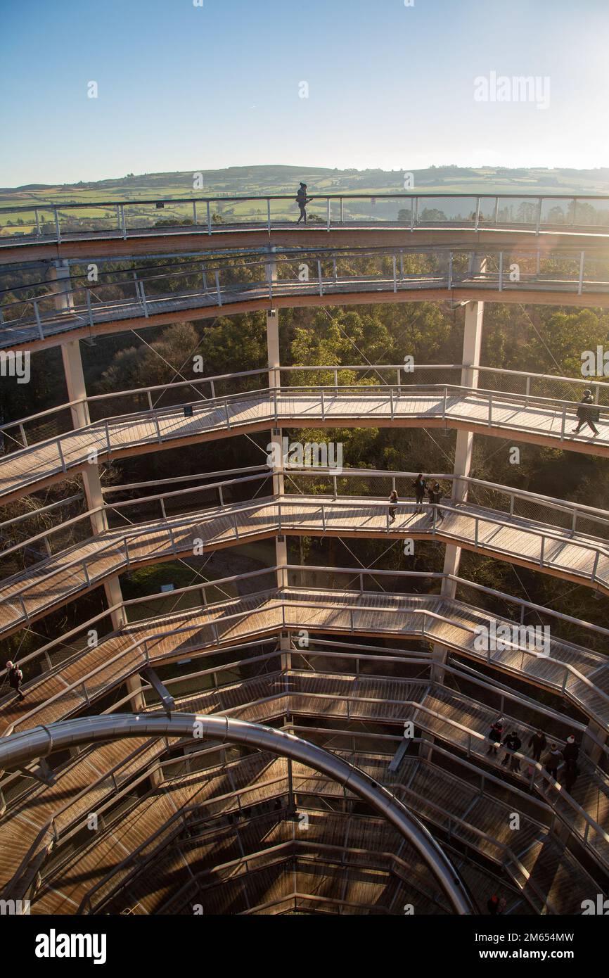 Wicklow, Irlande - 2 janvier 2023 : à l'intérieur de la tour d'observation des arbres à Avondale ...