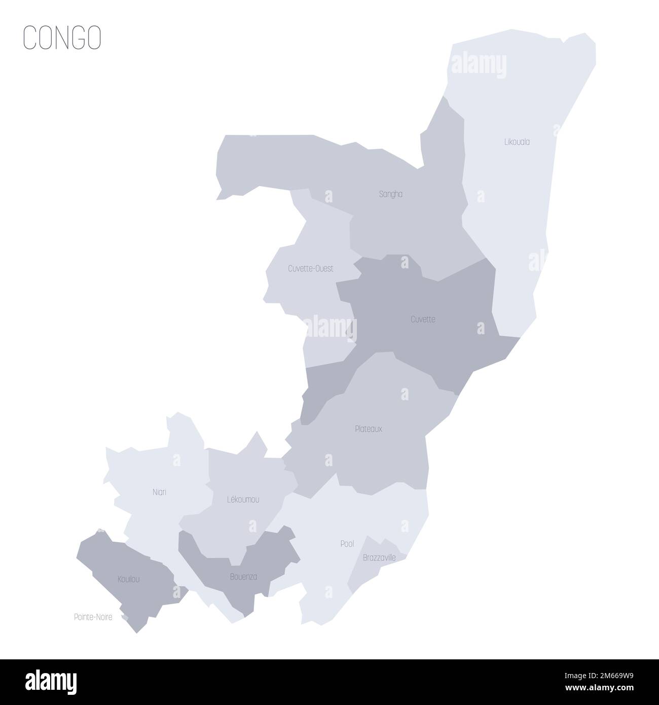 République du Congo carte politique des divisions administratives ...