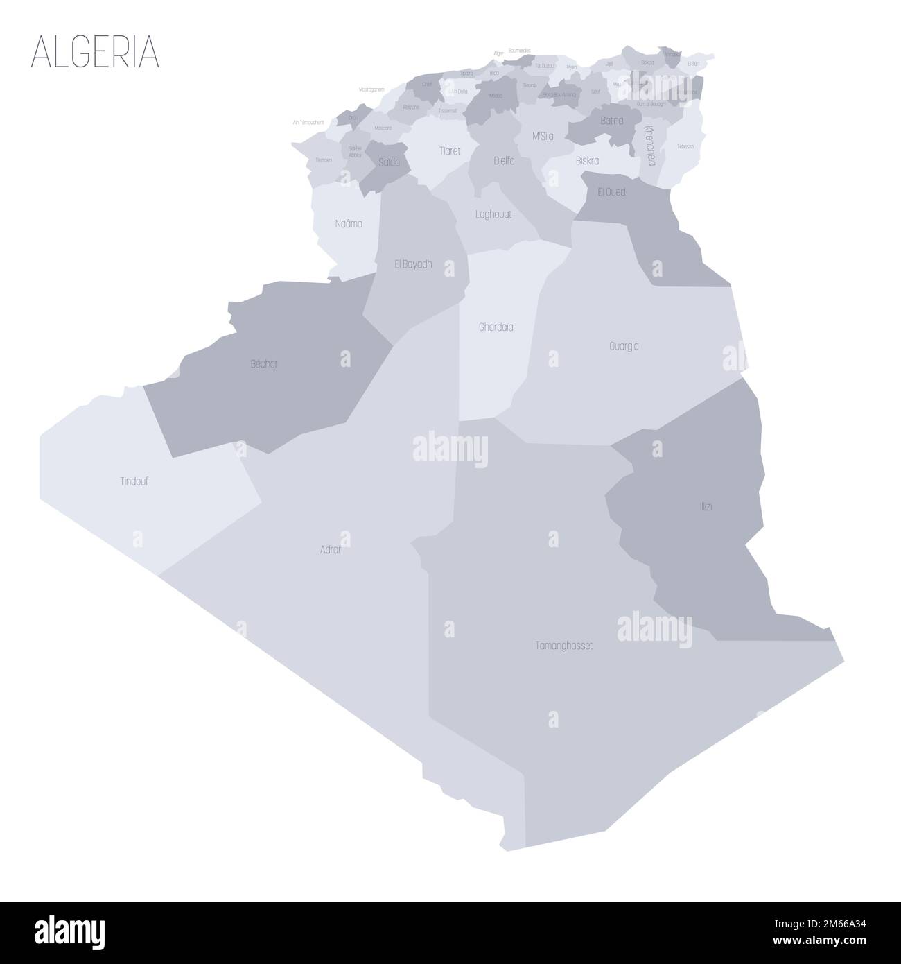 Algérie carte politique des divisions administratives - provinces ...