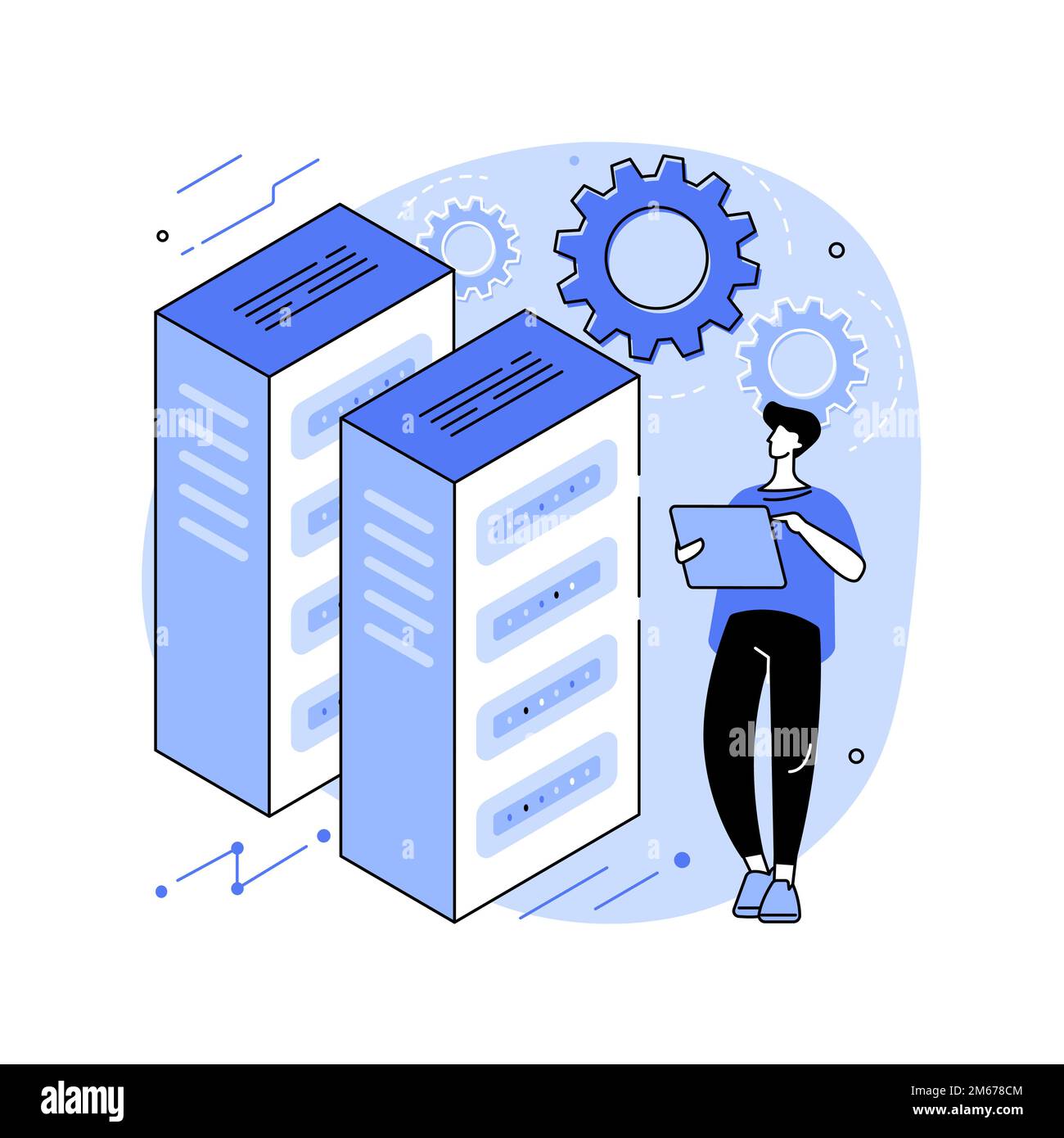 Illustration du vecteur de concept abstrait de l'administration système. Mise à niveau du réseau ...
