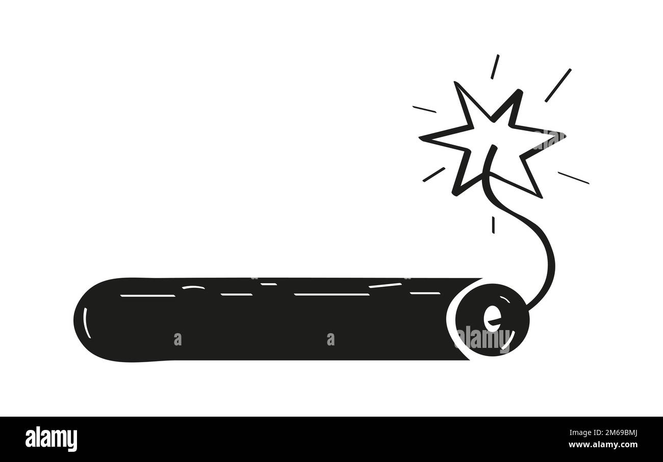 Vecteur d'icône de dynamite dans le style Doodle Bomb signe. Métaphore ...