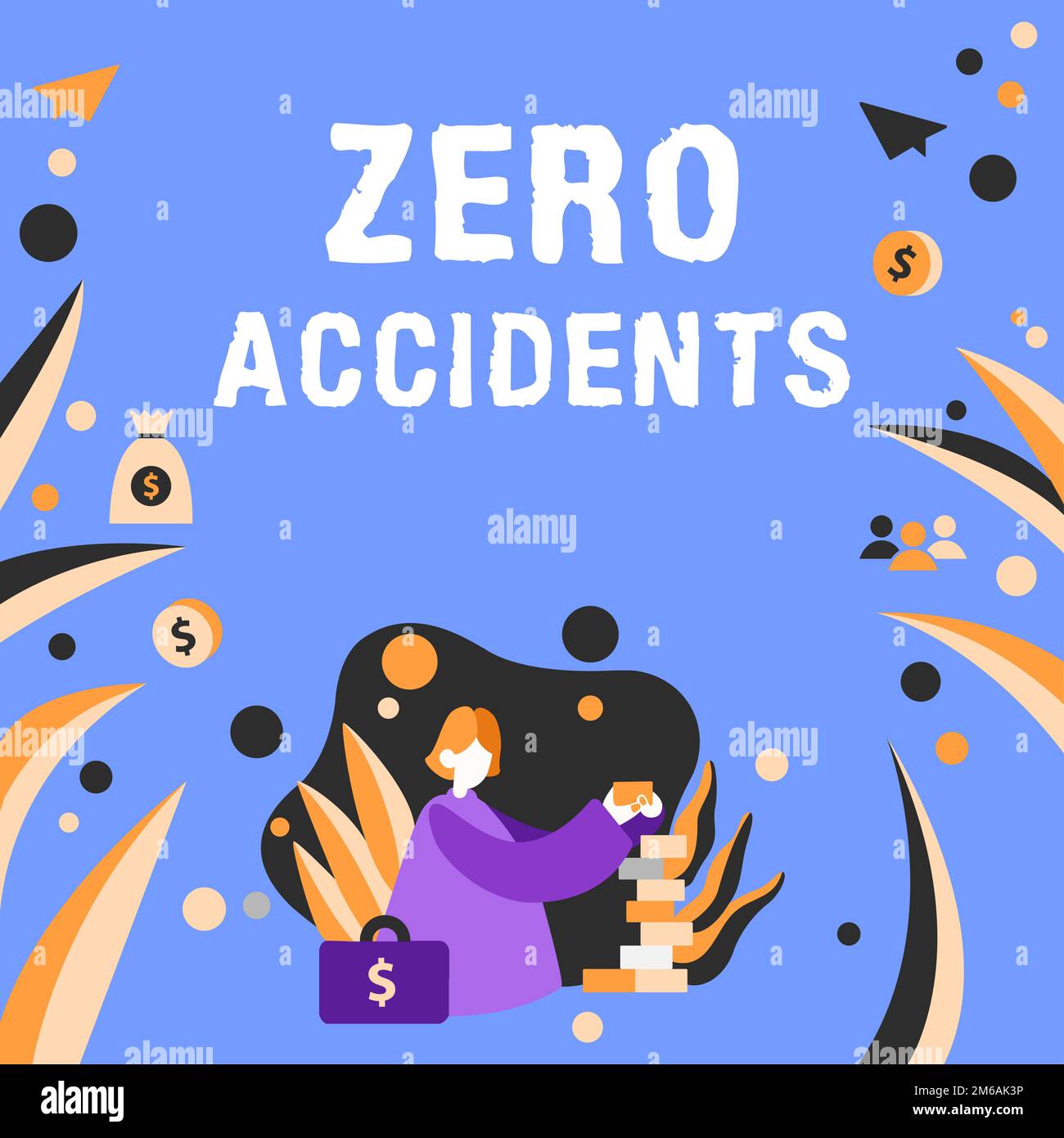 Symbole de texte indiquant zéro accident. Concept signifiant une ...