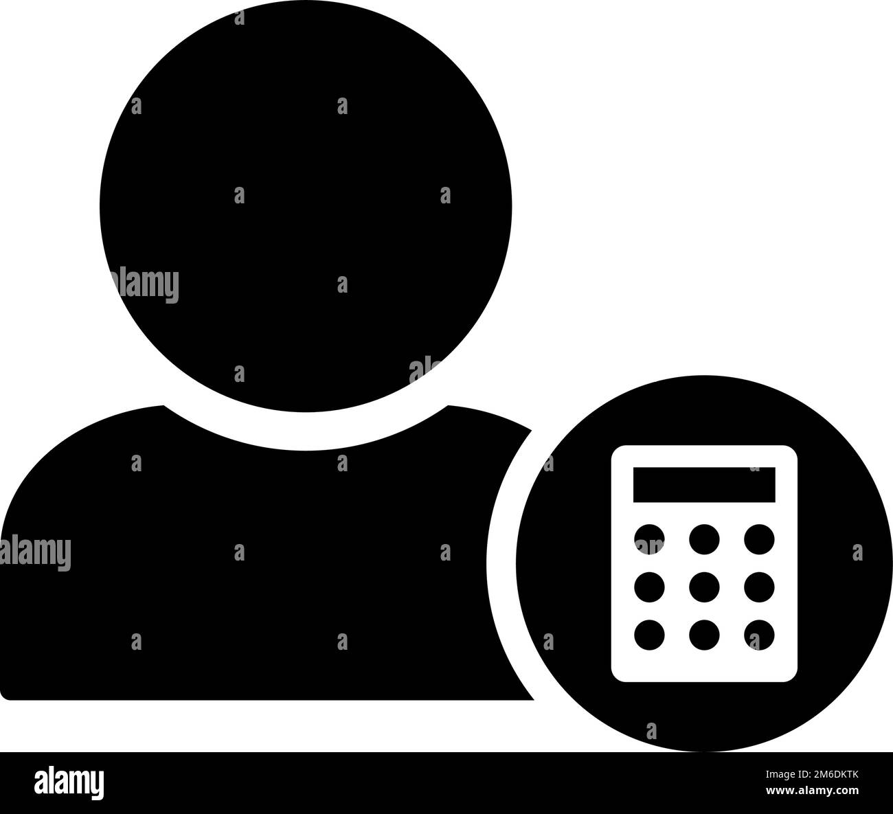 Icône de silhouette comptable. Icône personne et calculatrice. Vecteur ...