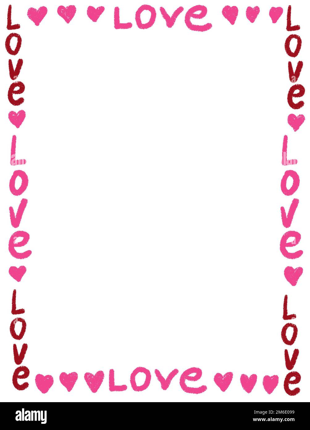 Bordure de cadre de page de Saint-Valentin dessinée à la main. Rose ...