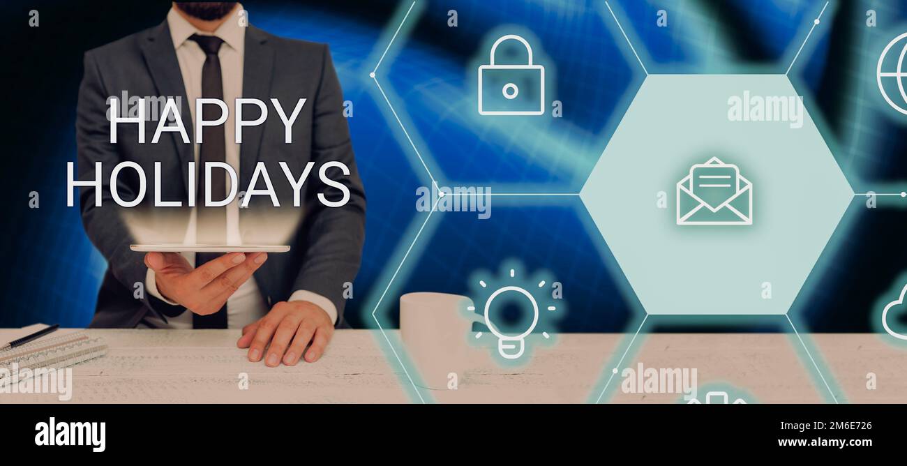 Écriture affichant le texte Happy Holidays. Mot de salutation utilisé ...