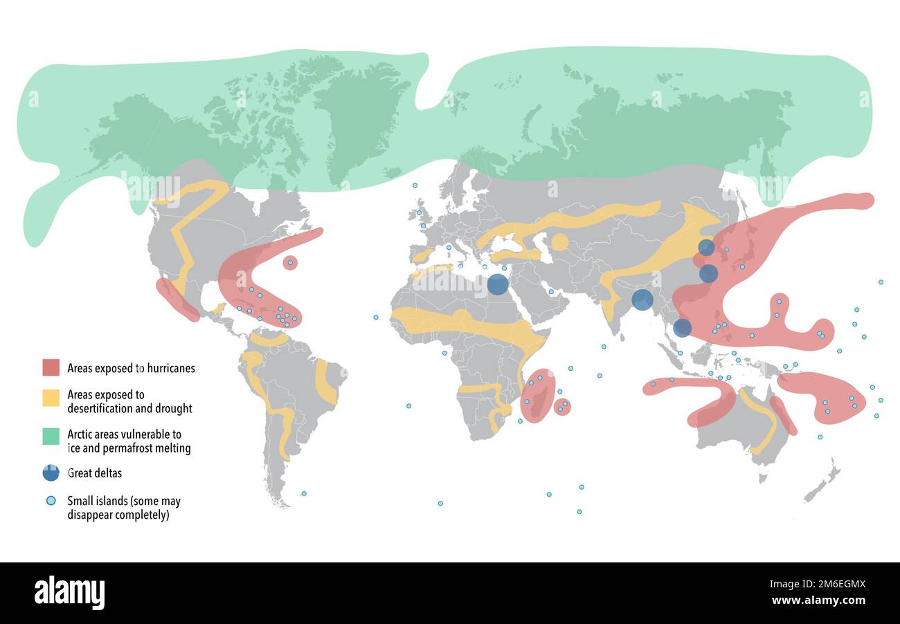 La carte du monde du changement climatique et des réfugiés ...