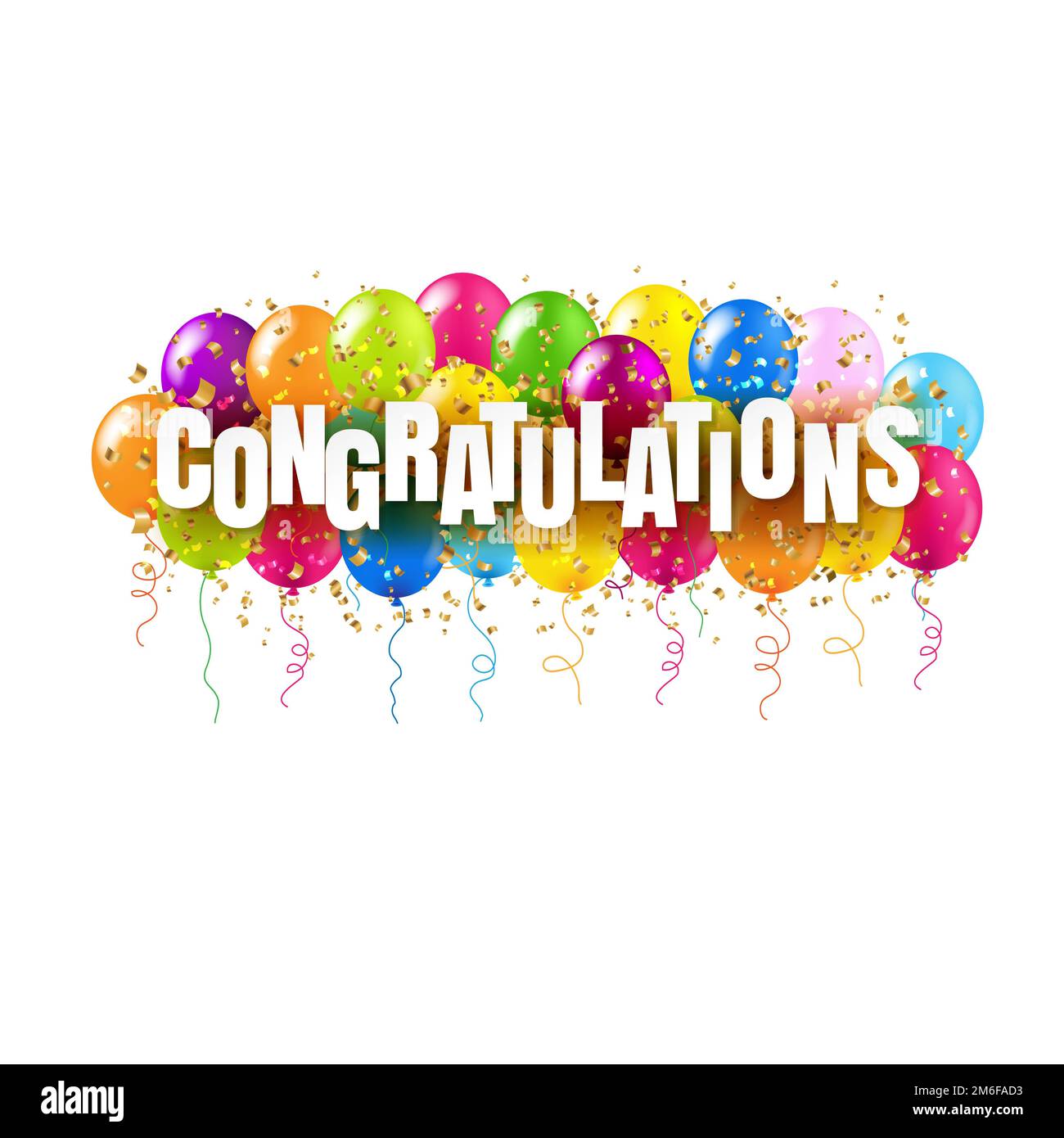 Carte de félicitations et ballons colorés fond blanc Photo Stock - Alamy