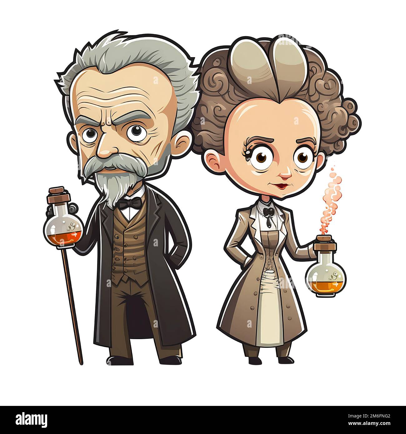 Pierre et Marie Curie en tant que personnages de dessin - illustration ...