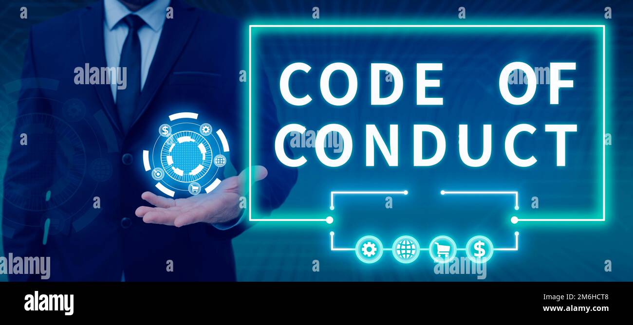 Légende présentant le Code de conduite. Aperçu de l'entreprise règles d ...