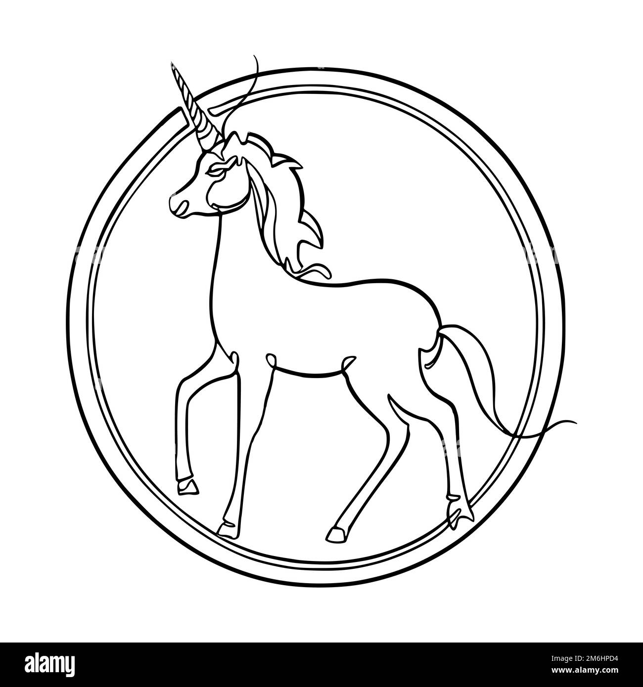 Dessin de licorne Banque d'images noir et blanc - Page 2 - Alamy