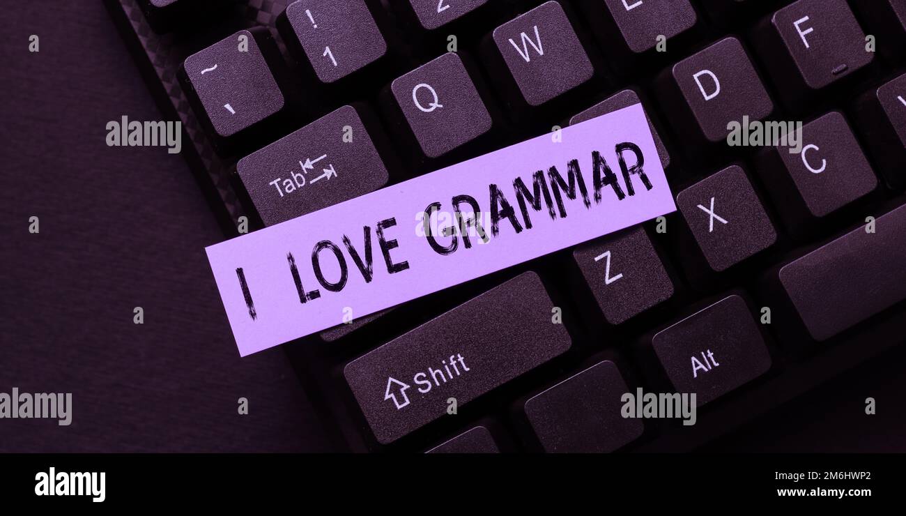 Légende de texte présentant I Love Grammar. Vitrine d'affaires acte d ...