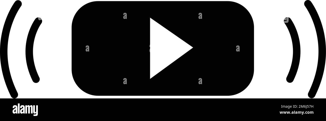 Icône de diffusion vidéo, bouton de lecture noir. Illustration du ...