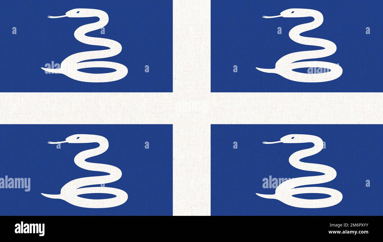 Drapeau de la Martinique. Drapeau national de la Martinique sur la surface du tissu. Pays de l ...