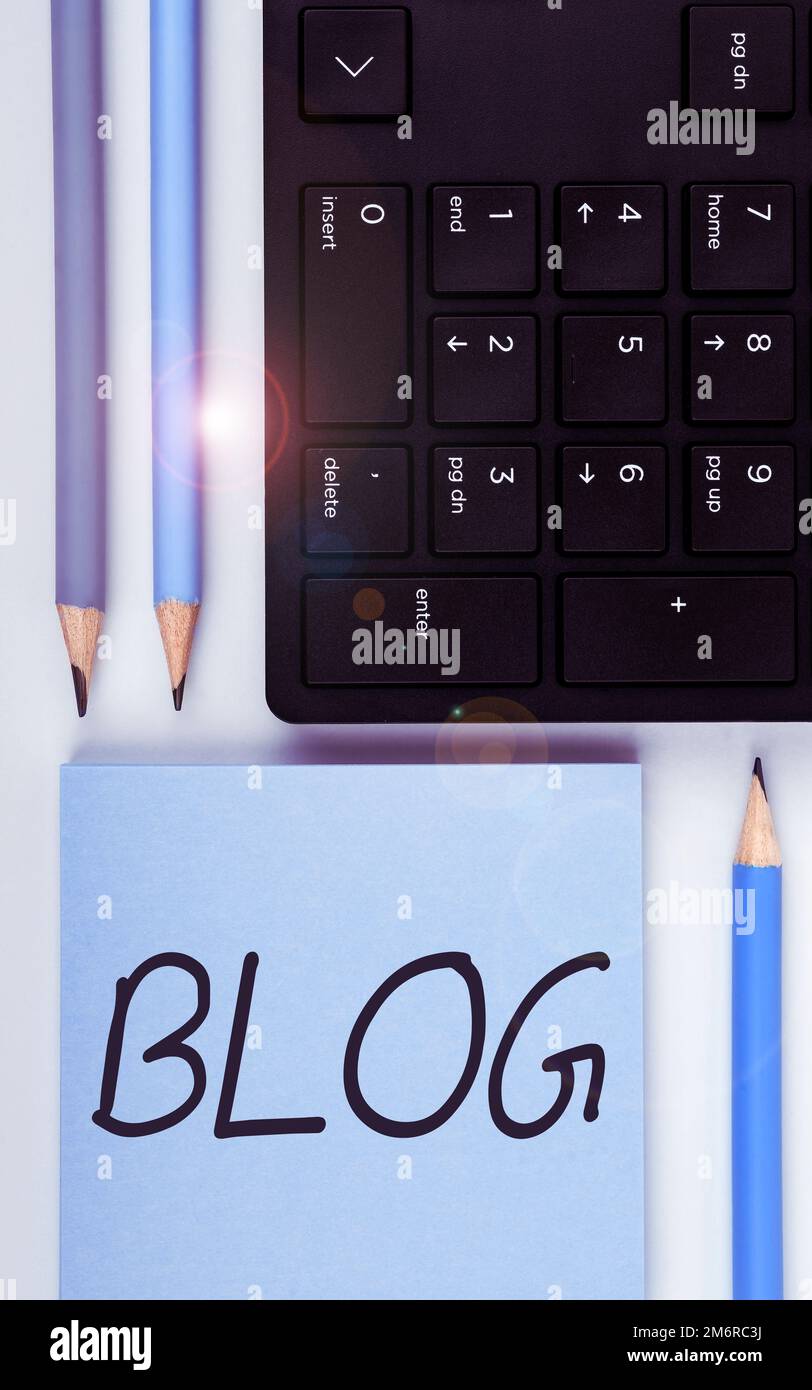 Blog de texte d'écriture manuscrite. Internet concept Une page Web ...