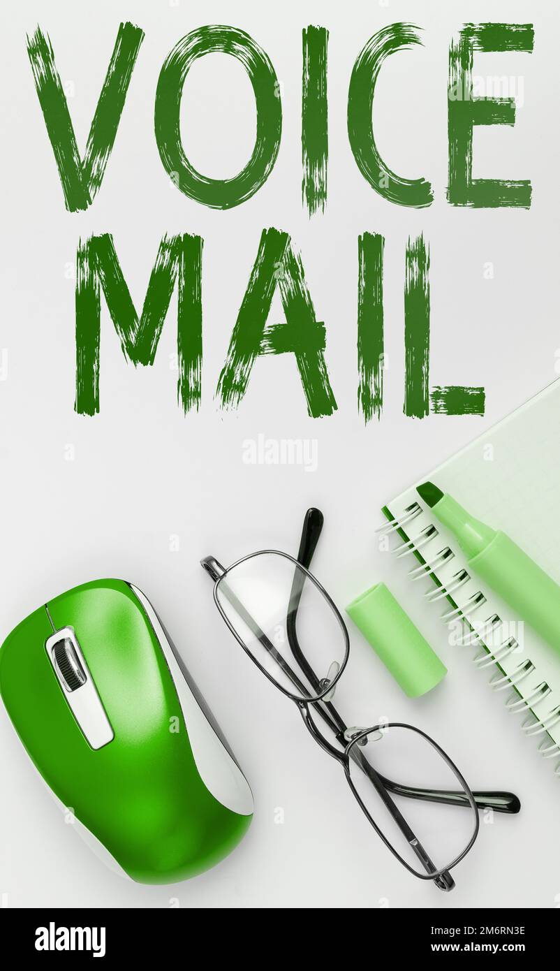 Légende du texte présentant la messagerie vocale. Mot écrit sur le ...