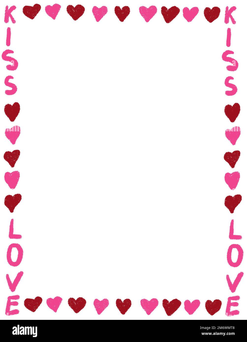 Bordure de cadre de page de Saint-Valentin dessinée à la main. Rose ...