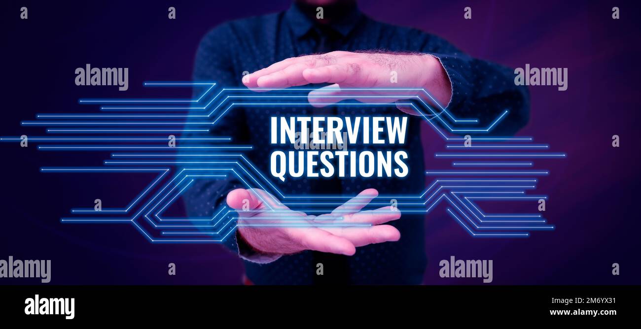 Affiche textuelle indiquant les questions d'entrevue. Mot pour le sujet ...