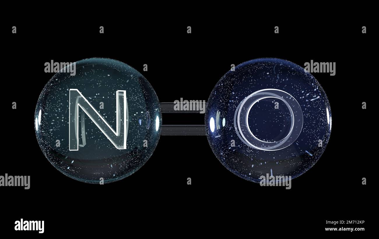 Oxyde nitrique, NO, modèle moléculaire, formule chimique. Oxyde d'azote, monoxyde d'azote ou ...