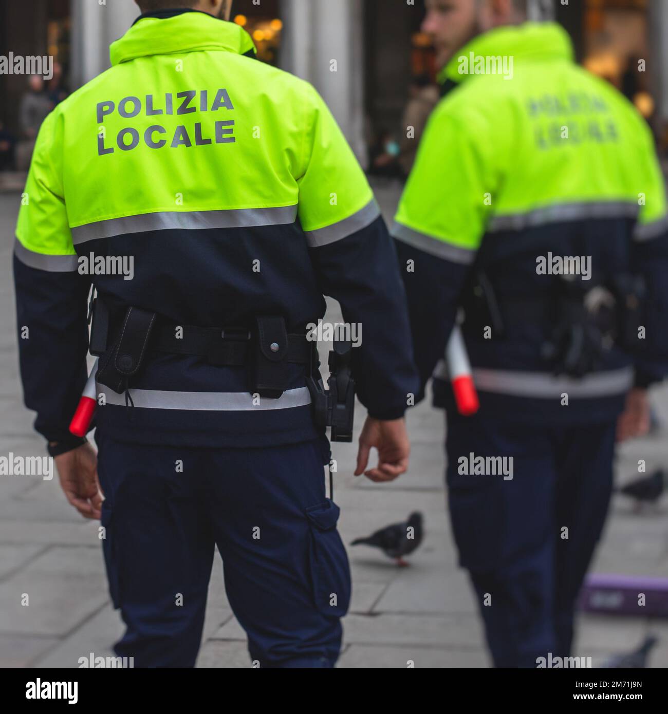 Formation de patrouille de police italienne vue arrière avec logo ...