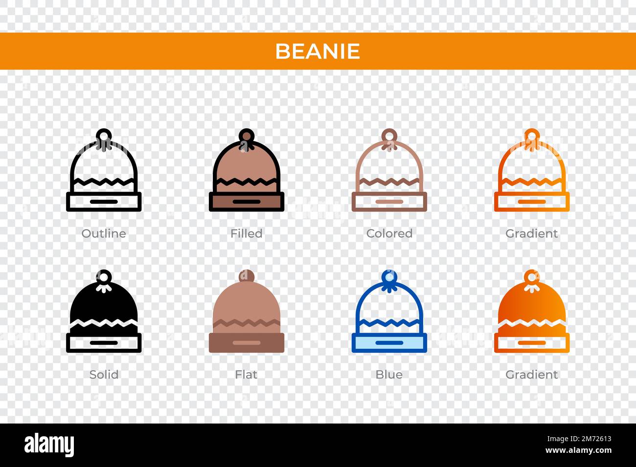 une icône de bonnet dans un style différent. icônes vectorielles beanie ...