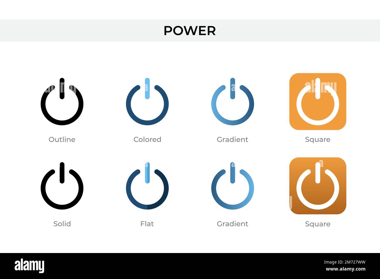 icône power dans un style différent. icônes de vecteur de puissance ...