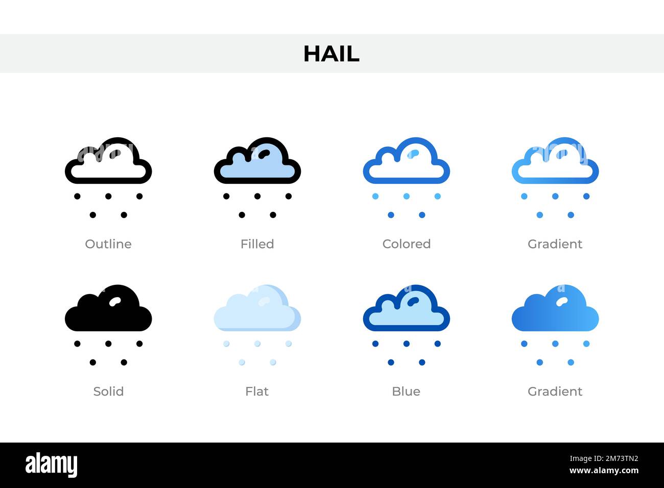 Des icônes de grêle dans un style différent. Icônes de grêle définies ...