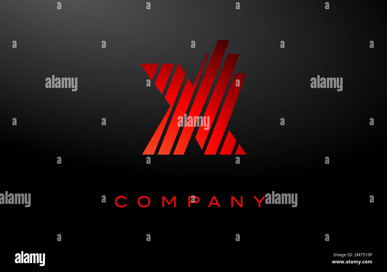 Logo X Letter avec vecteur Red Lines. Illustration de l'icône en forme ...