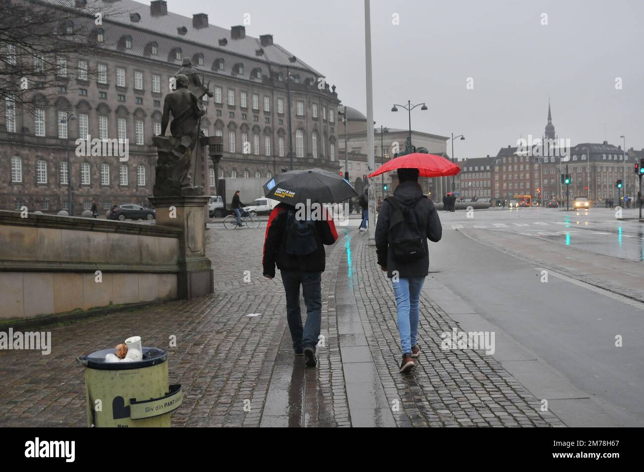 Copenhague /Denmmark/08 janvier 2023/Météo pluie chute dans la capitale ...
