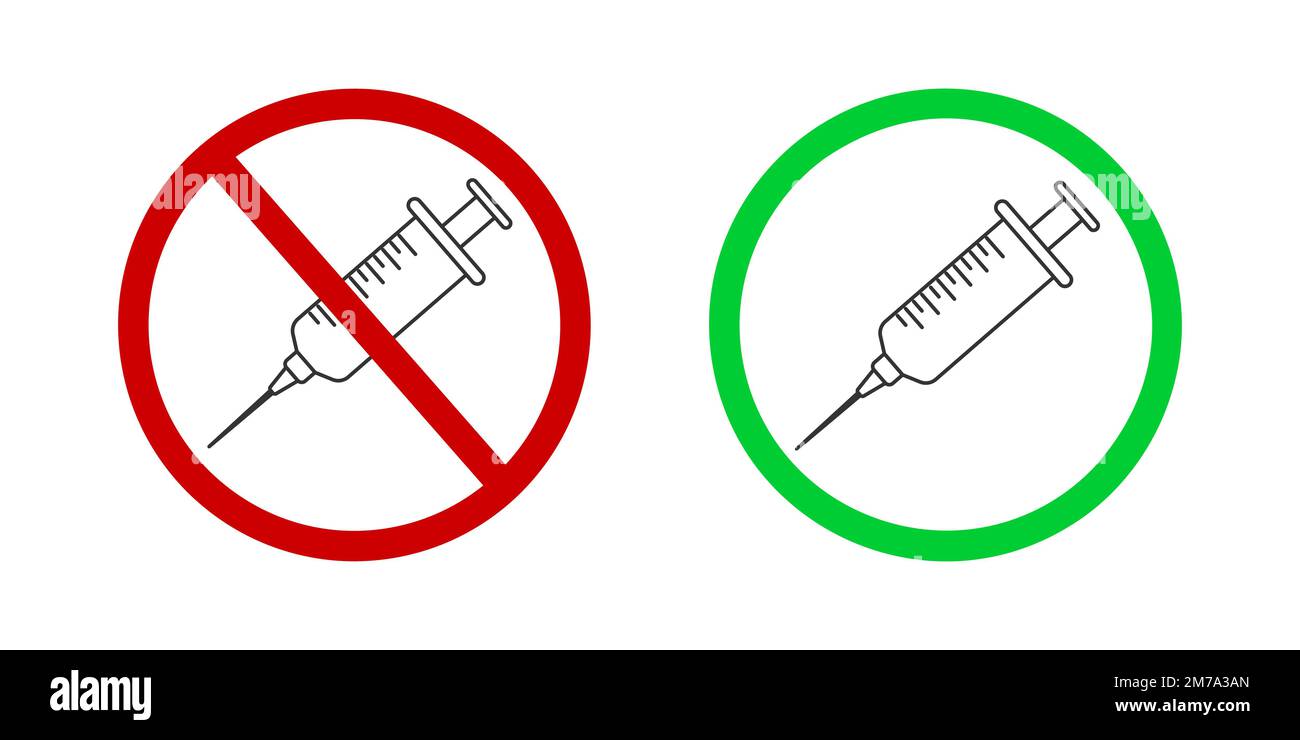 Symboles de vaccination autorisée et interdite. Icônes arrêter ...