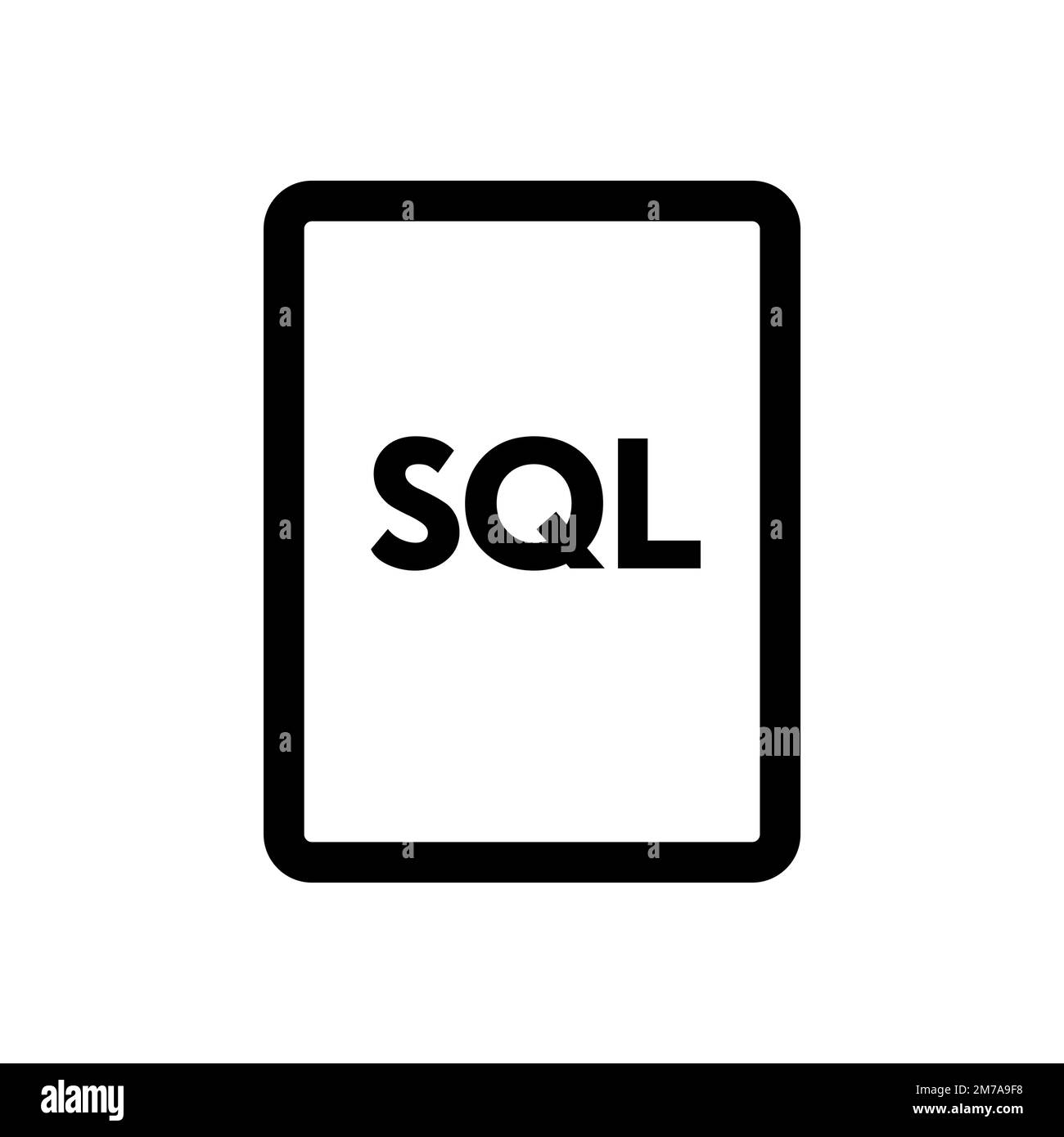 Ligne d'icône de fichier SQL isolée sur fond blanc. Icône fine et plate ...