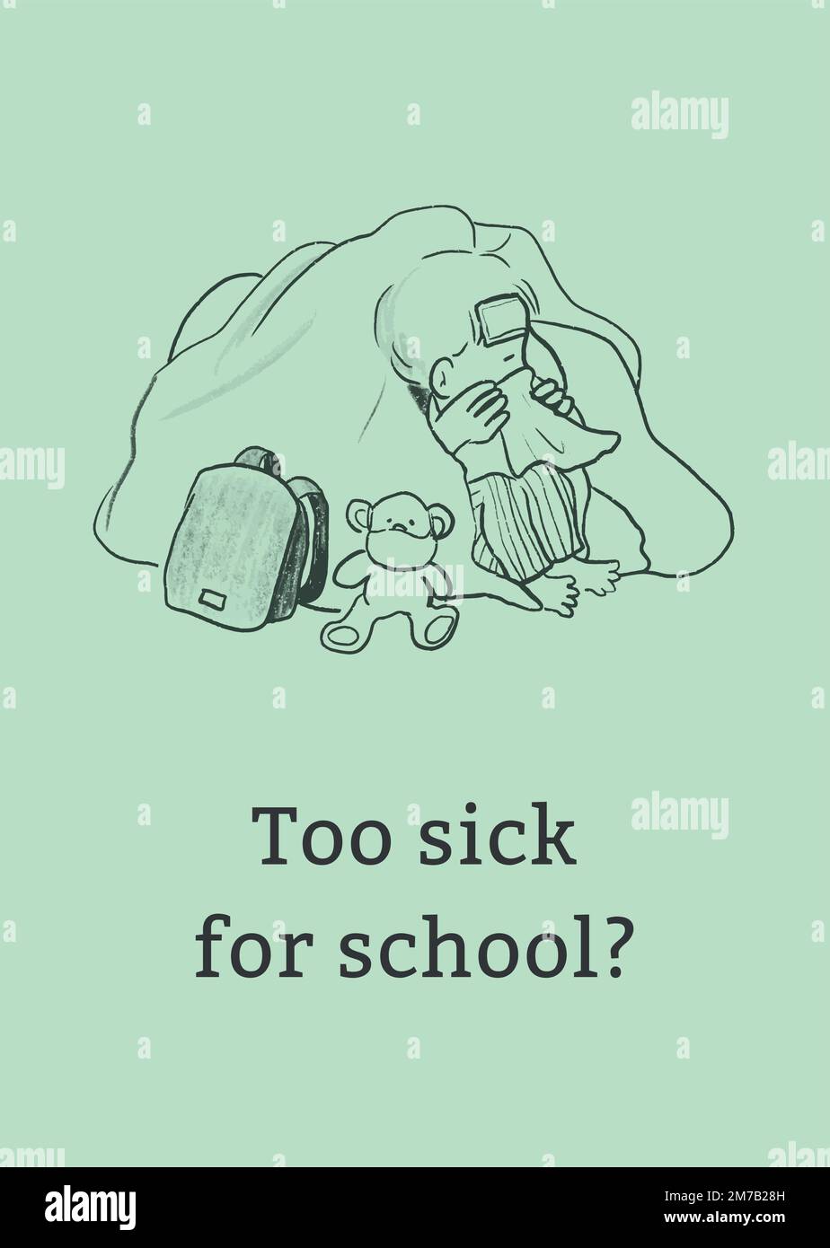 Modèle de santé et de bien-être vecteur trop malade pour l'école poster ...