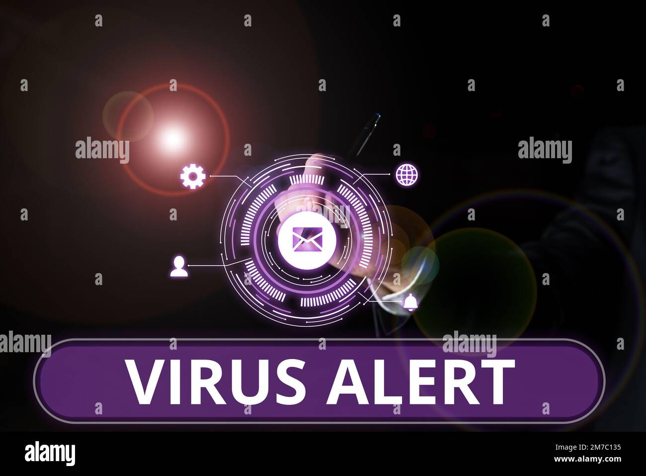 Affichage conceptuel alerte de virus. Message d'approche commerciale ...