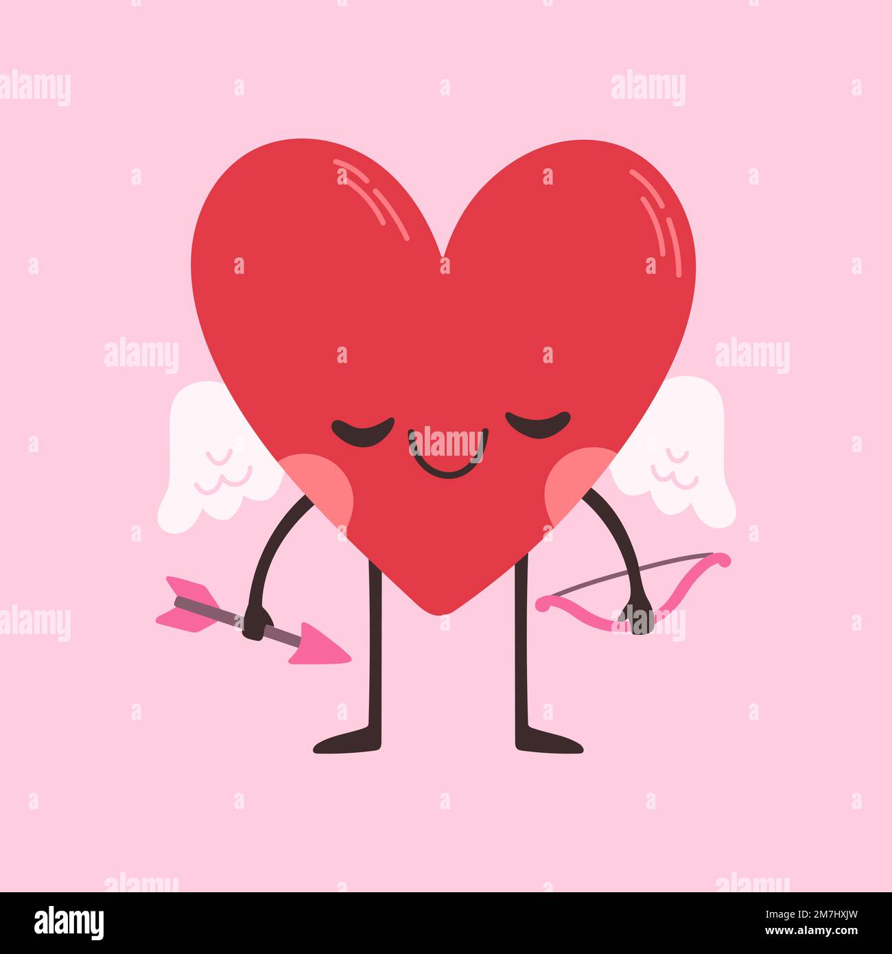 Personnage De Coeur De Dessin Animé Joli Symbole Damour Avec Visage