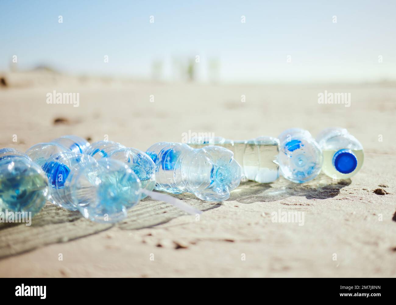 Bouteilles en plastique, sable de plage ou litière dans le recyclage du ...