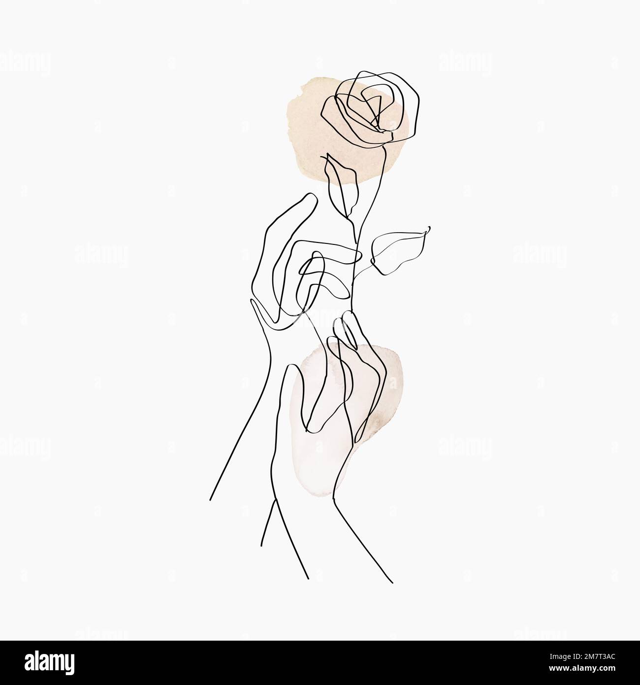 Dessin minimaliste mains vector floral beige pastel esthétique ...