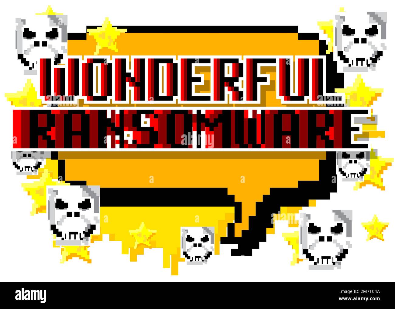 Merveilleux ransomware. Mot pixélisé avec arrière-plan graphique ...