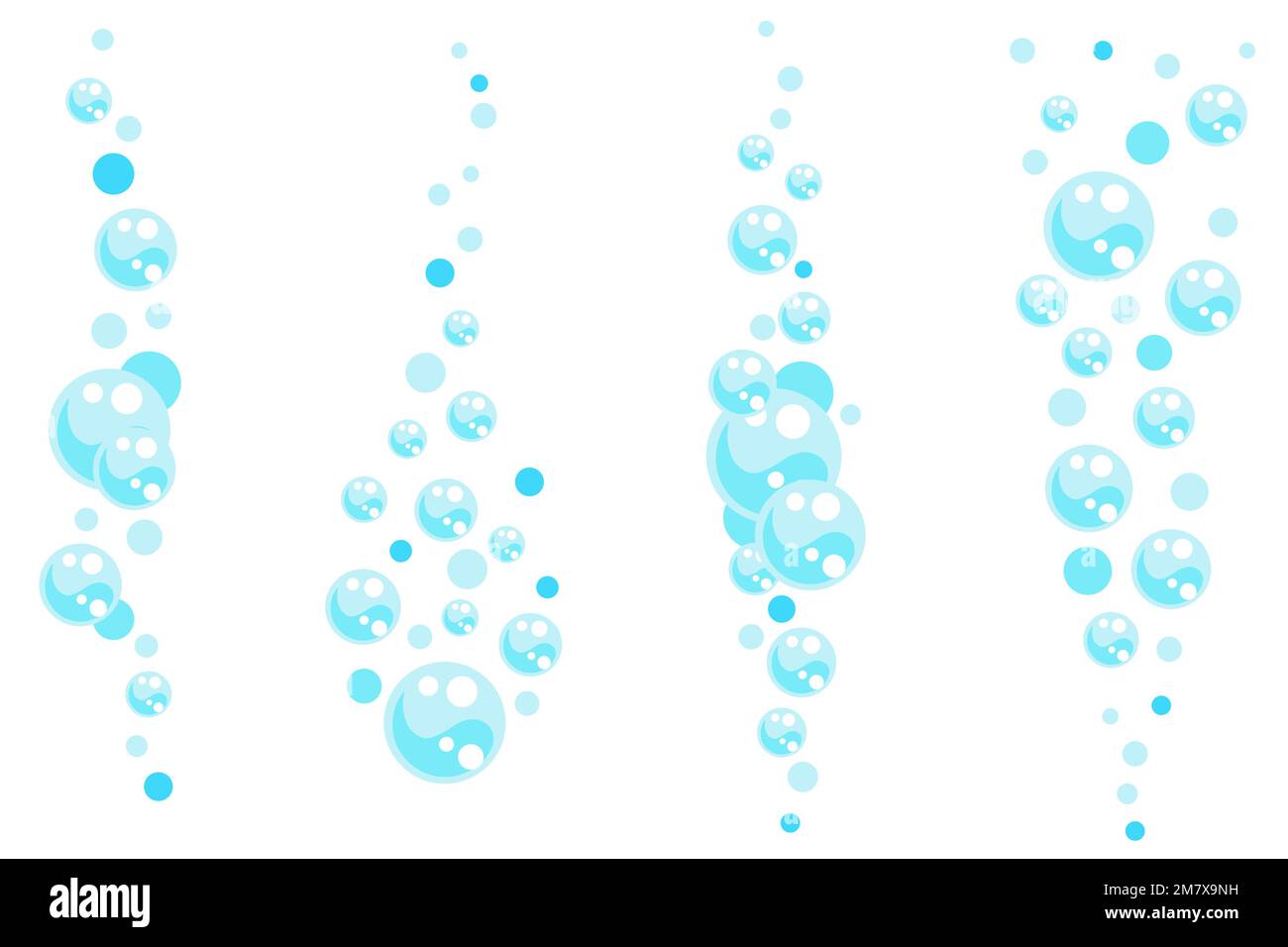 Bulles de boisson gazeuse, d'air ou de savon.Flux d'eau verticaux ...