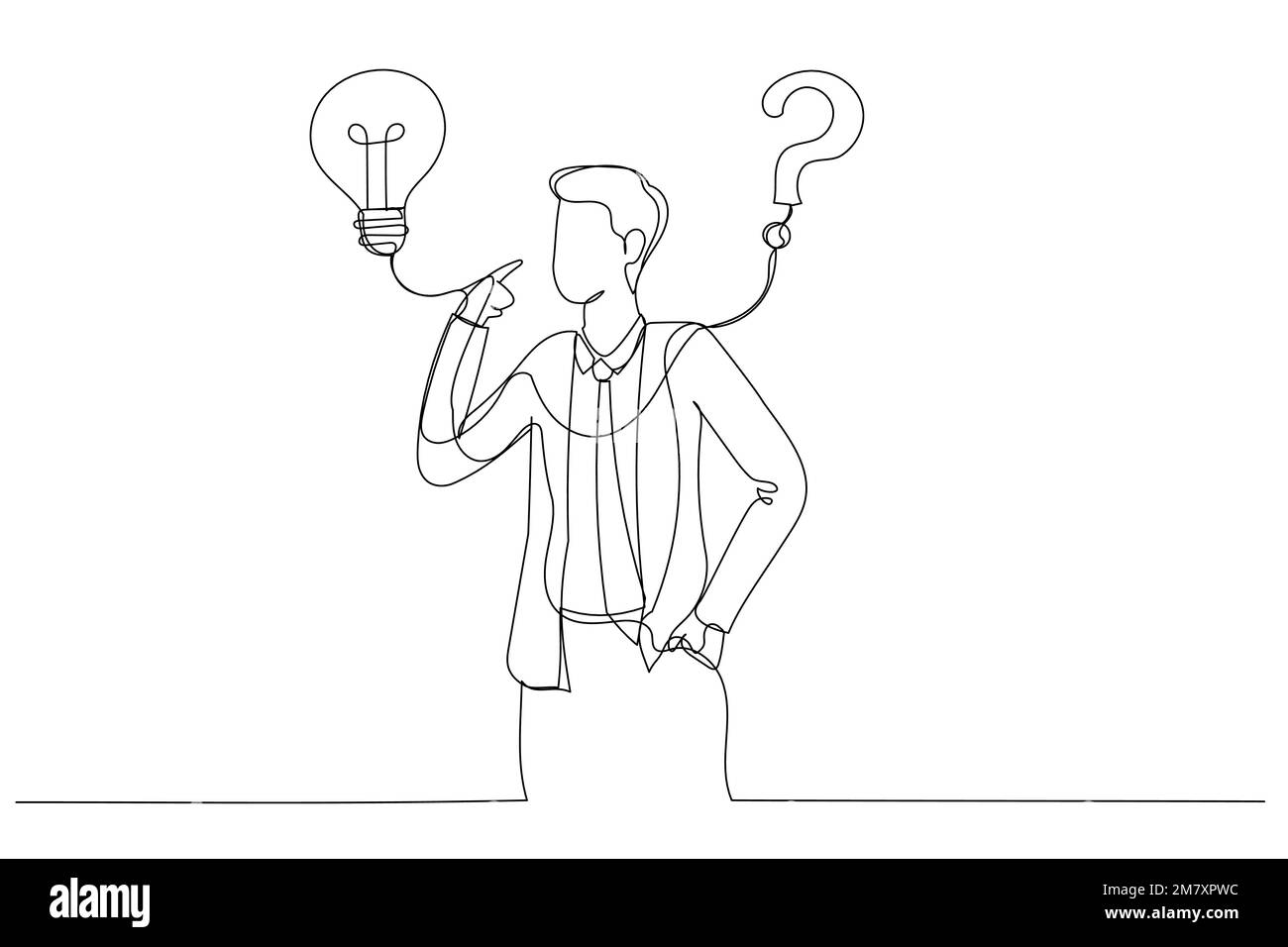 Dessin d'homme d'affaires pensez à la solution pour résoudre le ...