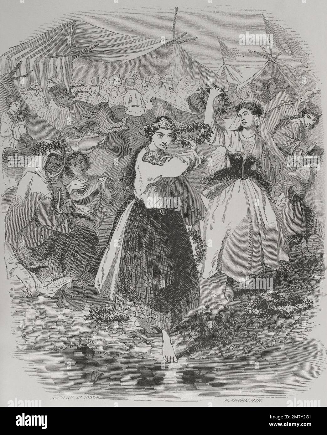 Russie. Fête de Semik. Gravure de P. Perrichon. 'Los héroes y las ...