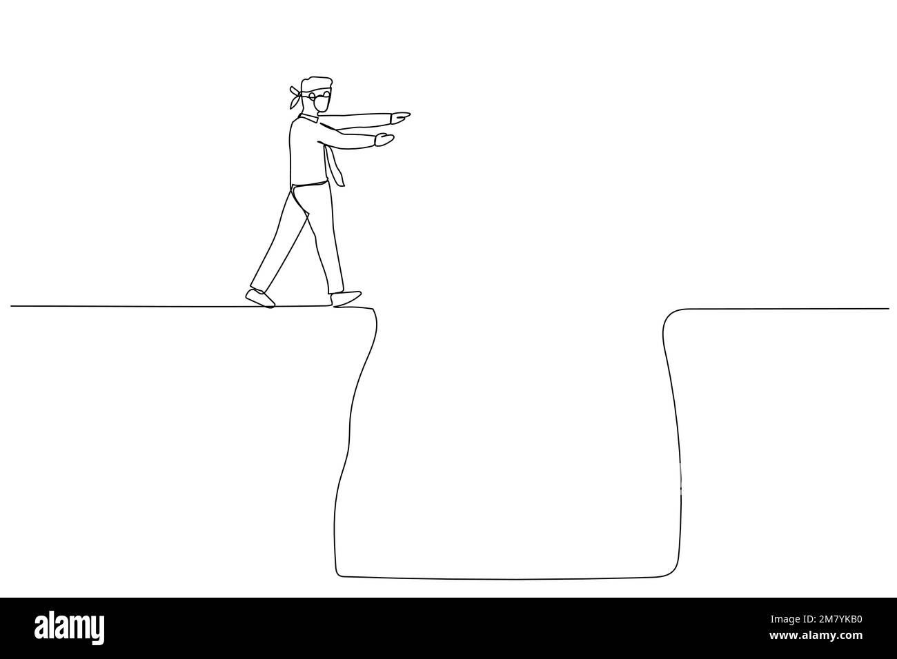 Dessin animé d'un homme d'affaires aveuglés qui entre dans le concept ...