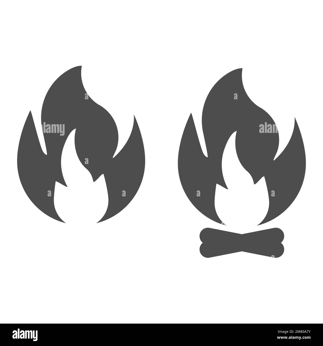 Panneau de signalisation incendie. Icône flammes isolées sur fond blanc ...