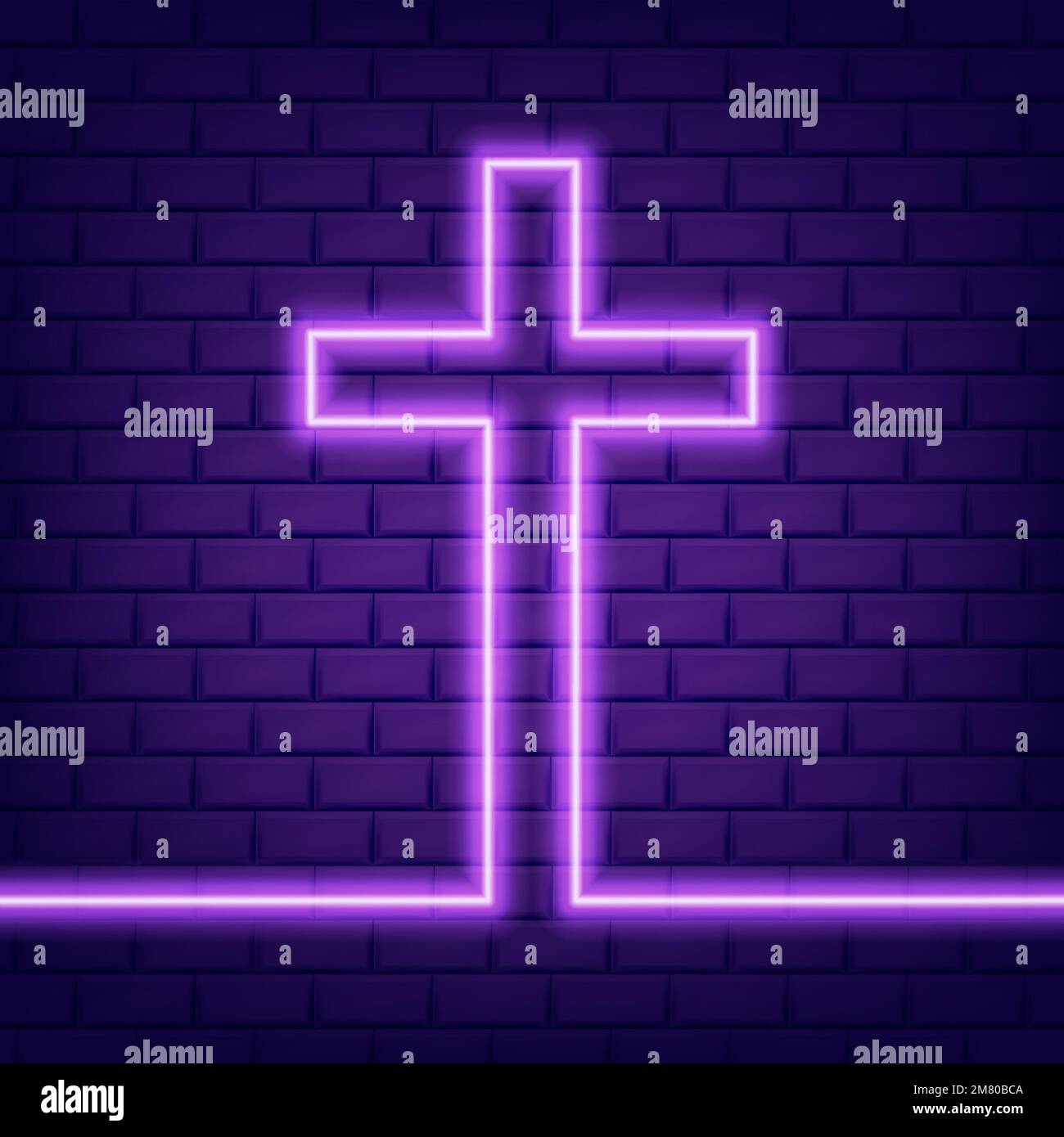 Panneau néon ou bande lumineuse à LED Christian Cross. Illustration ...