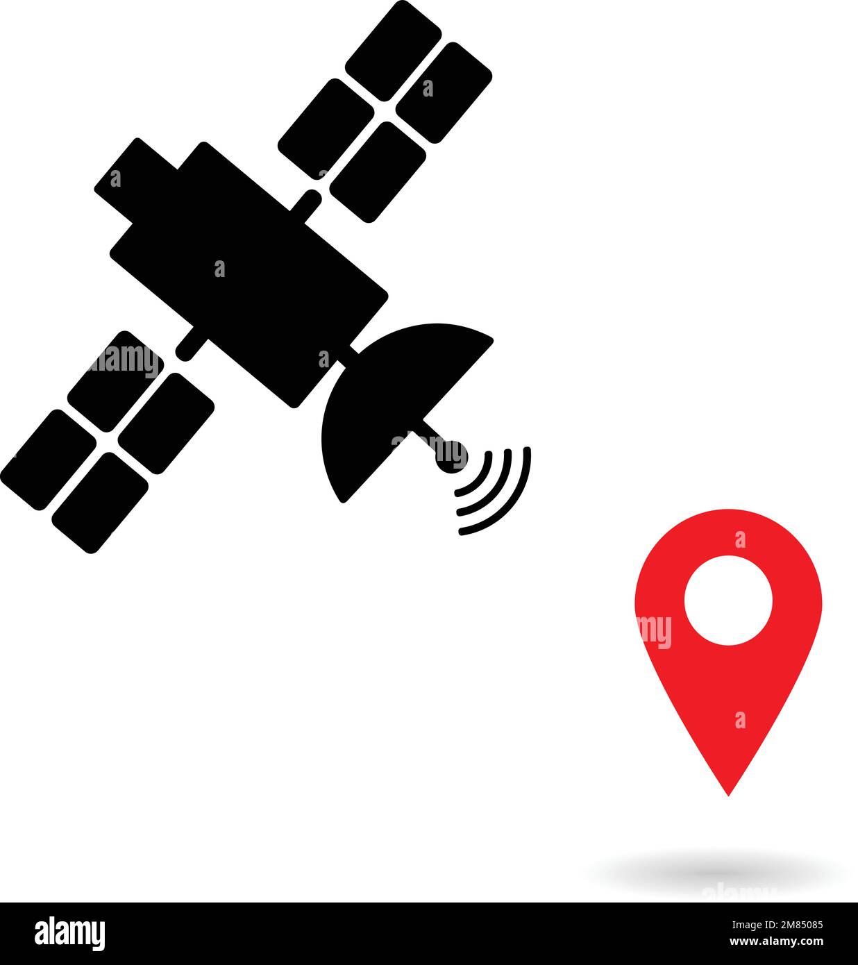 Pictogramme de navigation GPS par satellite, technologie de navigation ...