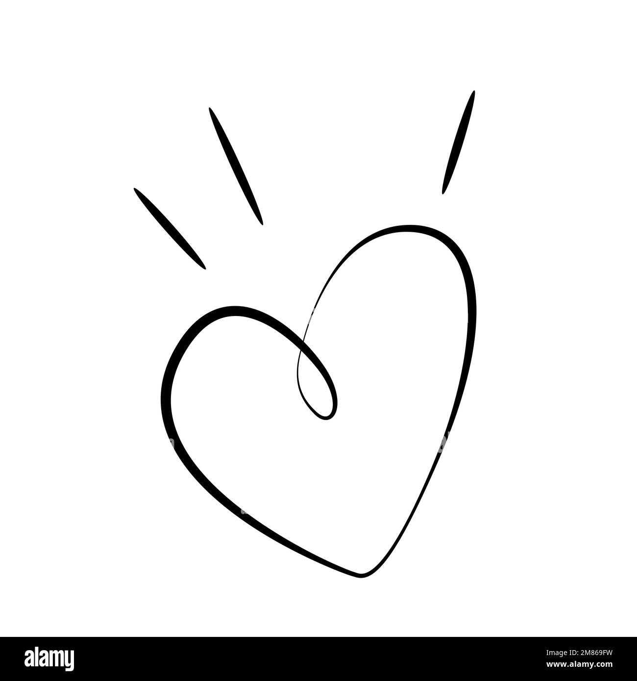 Illustration de coeur mignon simple à dessin manuel vectoriel. Symbole ...