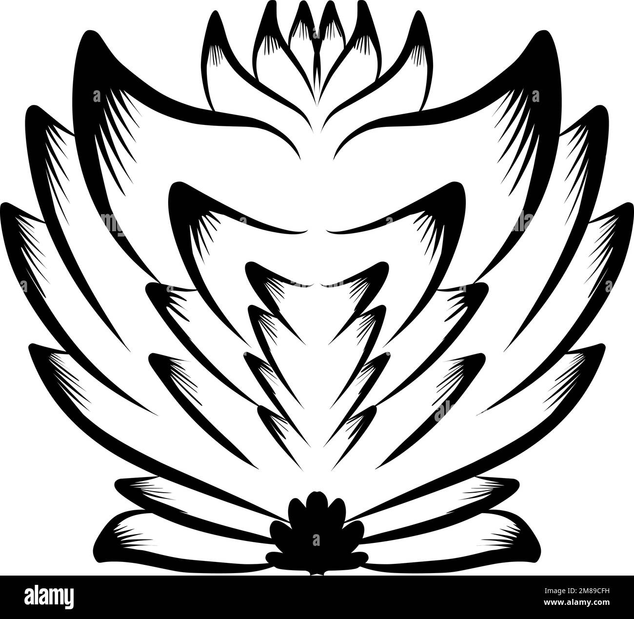 Illustration d'une fleur de couleur ligne noire avec un arrière-plan ...